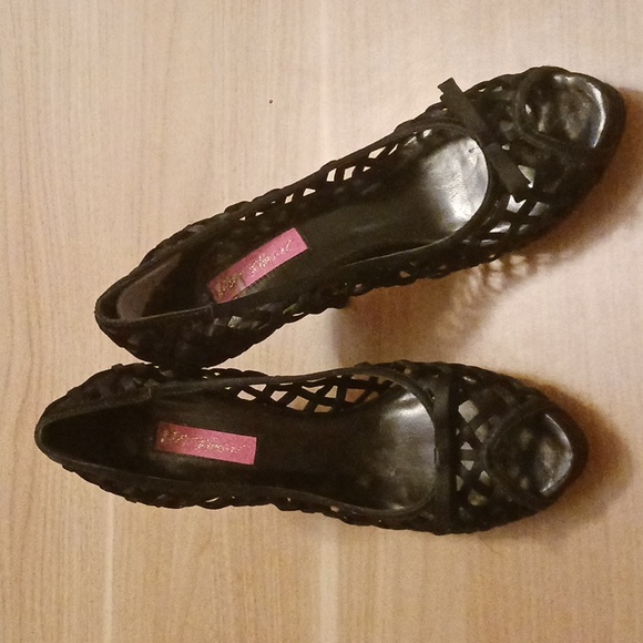 Betsey Johnson | Shoes | Betsey Johnson Jalia Black Satin Woven Lattice ...